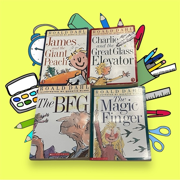 Other | 4 Book Collection By Roald Dahl Bfg James The Giant Peach Magic ...
